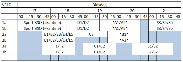 Trainingsschema – ODO Maasland